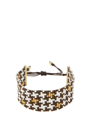 Beadberry Kadın Beyaz Kahverengi Boncuklu Bileklik EU