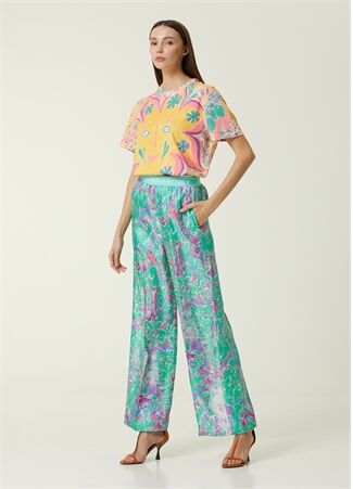 Stella McCartney Kadın Myfawnwy Desenli İpek Pantolon S EU