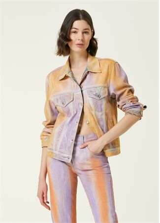 Msgm Kadın Lila Batik Desenli Jean Ceket Mor 38 It Msgm Kadın Lila Batik Desenli Jean Ceket Mor 38 It