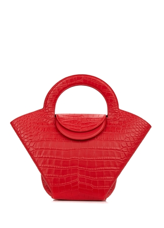 Bottega Veneta Kadın Medium Doll Kırmızı Dokulu Deri Çanta EU Bottega Veneta Kadın Medium Doll Kırmızı Dokulu Deri Çanta EU