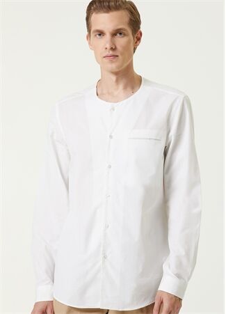 Palzileri Lab Erkek Beyaz Bisiklet Yaka Gömlek 4 IT