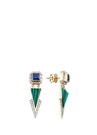 Collection-Dione Design Kadın Reflection Lapis ve Zümrüt Taşlı Altın Rengi Küpe EU Collection-Dione Design Kadın Reflection Lapis ve Zümrüt Taşlı Altın Rengi Küpe EU