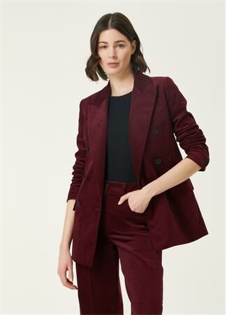 Allsaints Kadın Adlai Bordo Kruvaze Kadife Blazer 4 Uk