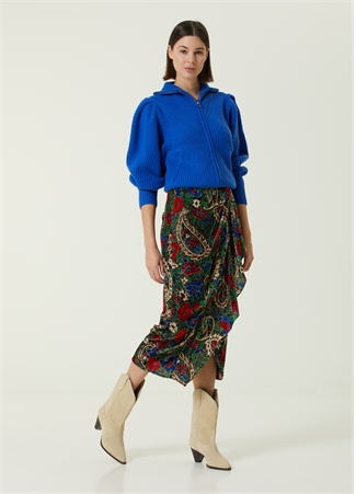 Isabel Marant Kadın Yeşil Etnik Desenli Midi Etek 36 FR