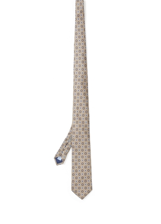 Corneliani Erkek Kahverengi Mavi Desenli İpek Kravat EU