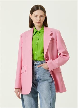 Miu Kadın Pembe Kelebek Yaka Yün Ceket 38 IT