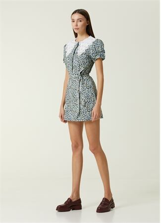 Maje Kadın Mavi Çiçek Desenli Mini Elbise 34 FR Maje Kadın Mavi Çiçek Desenli Mini Elbise 34 FR