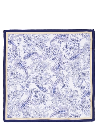 Beymen Club Kadın Şal Desenli 50x50 İpek Eşarp Mavi EU Beymen Club Kadın Şal Desenli 50x50 İpek Eşarp Mavi EU