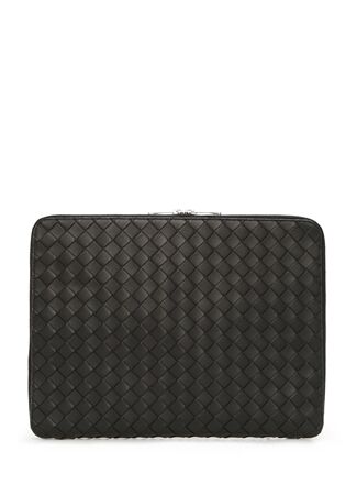 Bottega Veneta Erkek Siyah Örgü Dokulu Deri El Portföyü EU