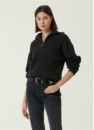 Etoile Isabel Marant Kadın Benny Antrasit Dik Yaka Kazak Gri M EU Etoile Isabel Marant Kadın Benny Antrasit Dik Yaka Kazak Gri M EU