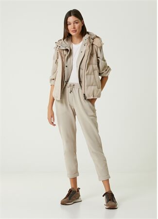 Brunello Cucinelli Kadın Bej Kapüşonlu Kaşmir Yelek 36 IT