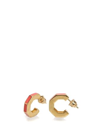 Juliette Kadın Lynda Sekizgen Formlu Altın Rengi Kaplama Küpe Kırmızı EU