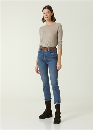 Agolde Kadın Riley Straight Crop Mavi Jean Pantolon Lacivert 25 US Agolde Kadın Riley Straight Crop Mavi Jean Pantolon Lacivert 25 US