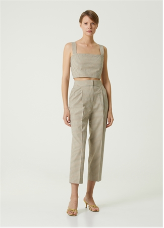 Beymen Club Kadın Mint Yüksek Bel Ekoseli Pantolon Mavi 38