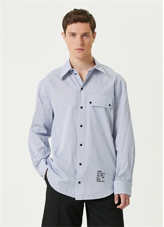 Helmut Lang Erkek Mavi Çizgi Desenli Gömlek S Eu Helmut Lang Erkek Mavi Çizgi Desenli Gömlek S Eu
