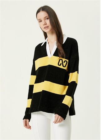 Network Kadın Basic Fit Siyah Sarı Kazak XS EU Network Kadın Basic Fit Siyah Sarı Kazak XS EU