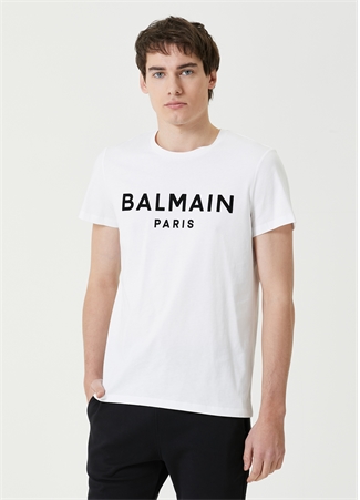 Balmain Erkek Beyaz Kontrast Logo Detaylı T-shirt S EU Balmain Erkek Beyaz Kontrast Logo Detaylı T-shirt S EU