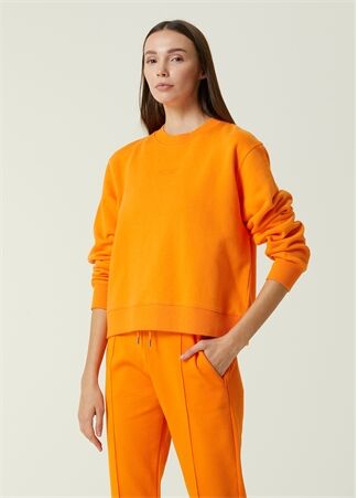 Bassigue Kadın Turuncu Bisiklet Yaka Sweatshirt S EU