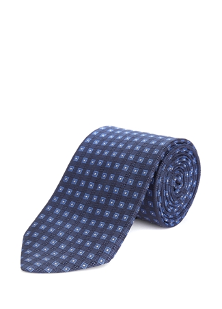 Beymen Collection Erkek Lacivert Mikro Geometrik Desenli İpek Kravat EU IT