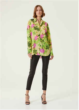 Academia Kadın Sarı Çiçekli İpek Gömlek 34