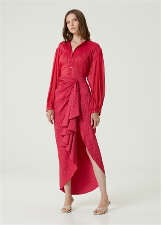 Significant Other Kadın Şeftali Drapeli Yırtmaçlı Midi Etek Pembe 2 US Significant Other Kadın Şeftali Drapeli Yırtmaçlı Midi Etek Pembe 2 US