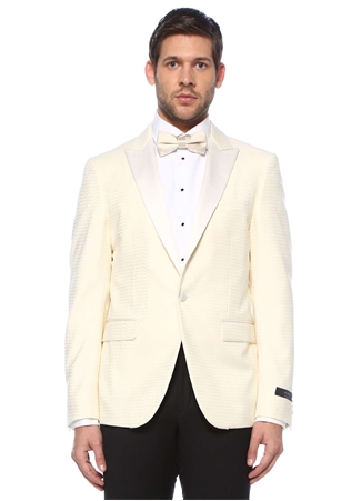 Pal Zileri Erkek Beyaz Kelebek Yaka Saten Garnili Yün Ceket 50 IT