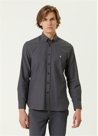 Beymen Club Erkek Slim Fit Antrasit Düğmeli Yaka Gofre Dokulu Gömlek Gri S Beymen Club Erkek Slim Fit Antrasit Düğmeli Yaka Gofre Dokulu Gömlek Gri S