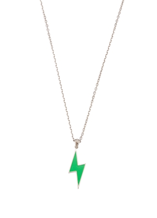 AtolyeWolf Erkek Yeşil Şimşek Formlu Gümüş Rengi Kolye Gri EU AtolyeWolf Erkek Yeşil Şimşek Formlu Gümüş Rengi Kolye Gri EU