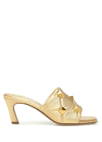 Valentino Garavani Kadın Gold Kapitoneli Deri Terlik Altın Rengi 36 EU