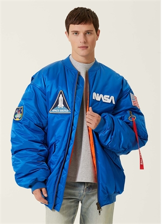 Balenciaga Erkek Mavi Logolu Bomber Mont 46 IT Balenciaga Erkek Mavi Logolu Bomber Mont 46 IT