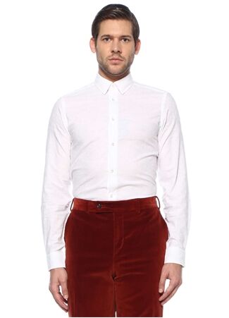 Palzileri Lab Erkek Beyaz Modern Yaka Desenli Gömlek 39 IT