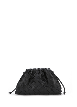 Bottega Veneta Kadın Mini Pouch Siyah Deri Omuz Çantası EU Bottega Veneta Kadın Mini Pouch Siyah Deri Omuz Çantası EU