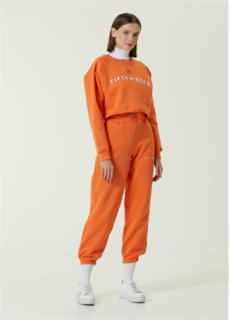 Fifty Pieces Kadın Loose Fit Turuncu Logolu Jogger Eşofman S EU