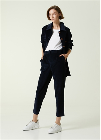 Beymen Collection Kadın Lacivert Kadife Havuç Pantolon 42 Beymen Collection Kadın Lacivert Kadife Havuç Pantolon 42