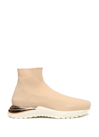 Salvatore Ferragamo Kadın Bej Taban Detaylı Çorap Formlu Sneaker 36 EU