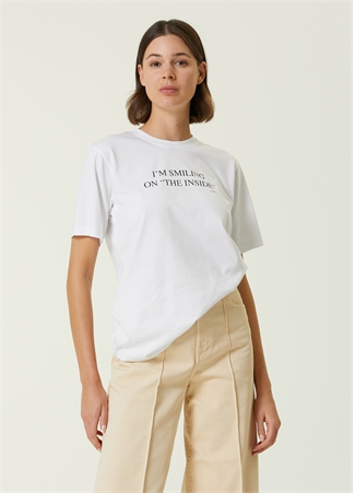 Victoria by Beckham Kadın Beyaz Yazı Baskılı T-shirt S EU Victoria by Beckham Kadın Beyaz Yazı Baskılı T-shirt S EU
