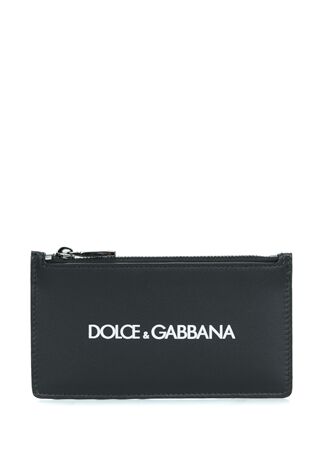 Dolce&Gabbana Erkek Siyah Logo Baskılı Deri Kartlık EU