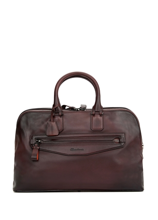 Santoni Erkek Bordo Logolu Deri Seyahat Çantası EU Santoni Erkek Bordo Logolu Deri Seyahat Çantası EU
