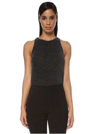 Academia Kadın Siyah Simli Sırt Detaylı Kolsuz Body 40