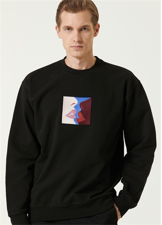 Obey Erkek Siyah Bisiklet Yaka Nakışlı Sweatshirt S EU