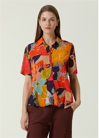 Beymen Club Kadın Çiçek Desenli Kısa Kol İpek Gömlek S