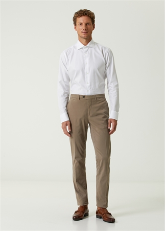Canali Erkek Bej Dar Paça Yün Pantolon 50 IT Canali Erkek Bej Dar Paça Yün Pantolon 50 IT
