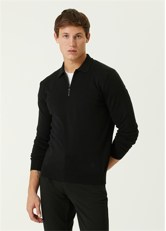 Corneliani Erkek Siyah Polo Yaka Yün Triko 52 IT Corneliani Erkek Siyah Polo Yaka Yün Triko 52 IT