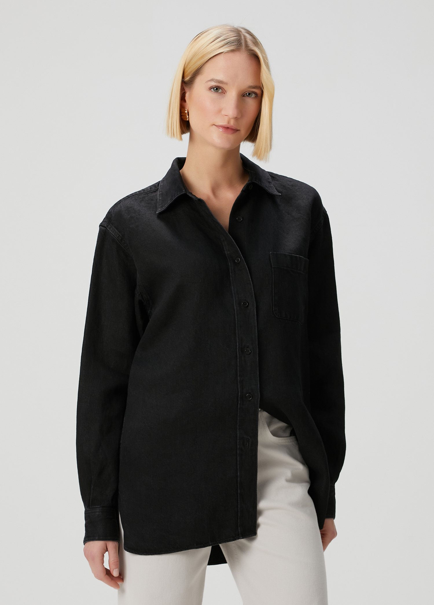 The Row Siyah Kadın Nesson Relaxed Siyah Keten Gömlek 1715229 | Beymen