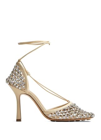 Bottega Veneta Kadın Taş İşlemeli Sandalet Bej 36 EU