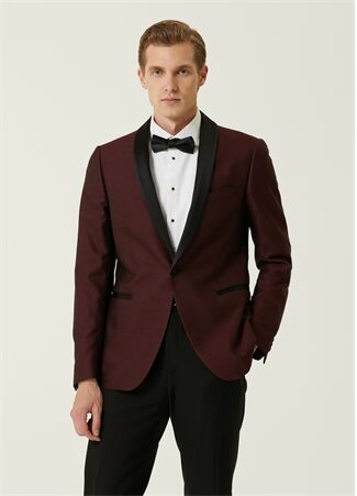 Pal Zileri Erkek Bordo Şal Yaka Mikro Desenli Yün Ceket 50 IT