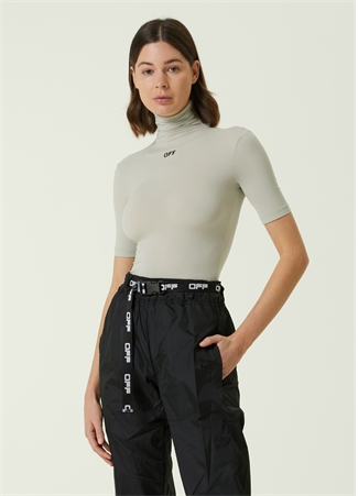 Off-White Kadın Gri Balıkçı Yaka Logolu Bluz 40 IT Off-White Kadın Gri Balıkçı Yaka Logolu Bluz 40 IT