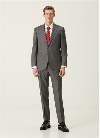Canali Erkek Gri Yün Takım Elbise 60 IT