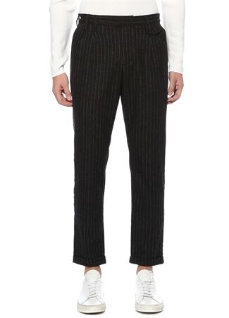 Beymen Collection Erkek Antrasit Yüksek Bel Çift Pilili Çizgili Pantolon Gri 58 IT