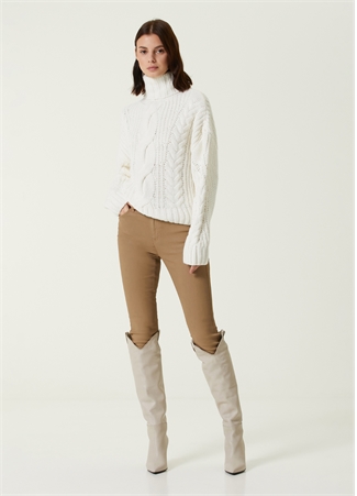 Network Kadın Slim Fit Camel Denim Pantolon Kahverengi 25 EU